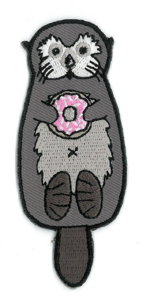 CALI, OTTER WITH DONUT - Embroidered Iron On PATCH, Exclusive Original ...