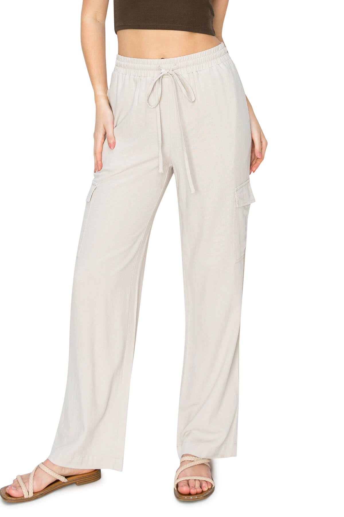 CALI1850 Women's Easy Pull On Extra Slouchy Self Tie Drawstring Relaxed ...