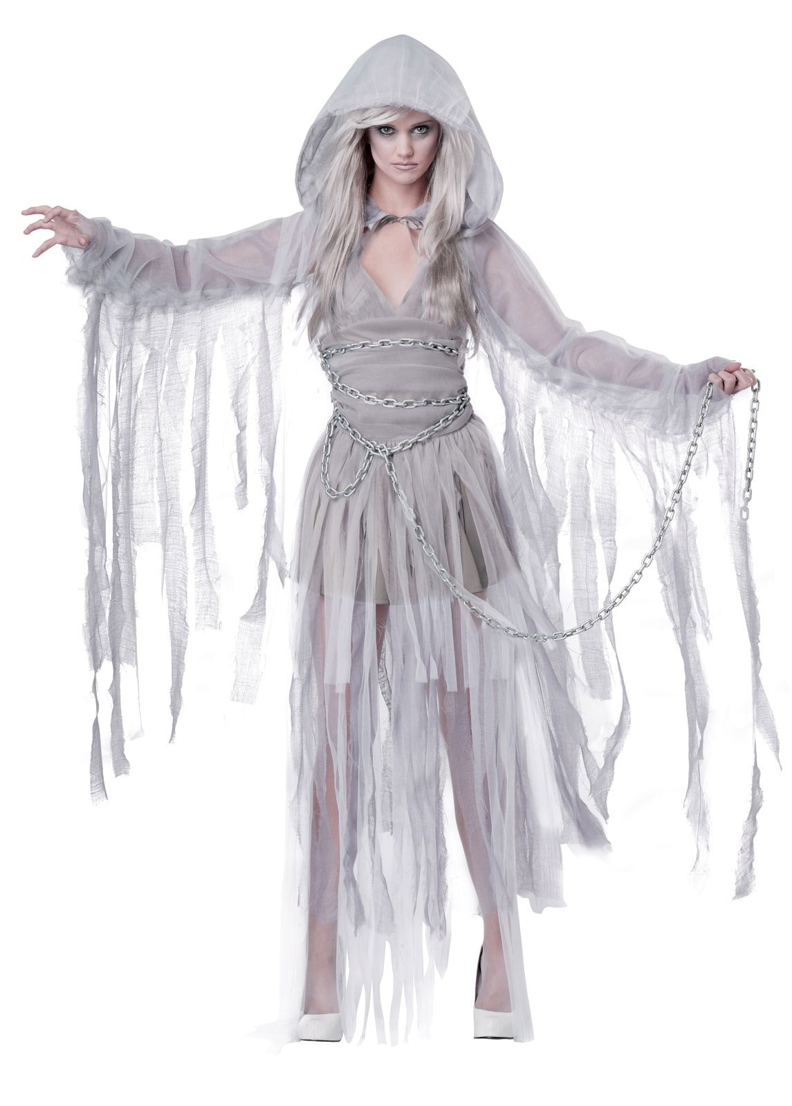 CALIF Haunting Beauty Costume for Adults with Dress Cape & Chains, M ...