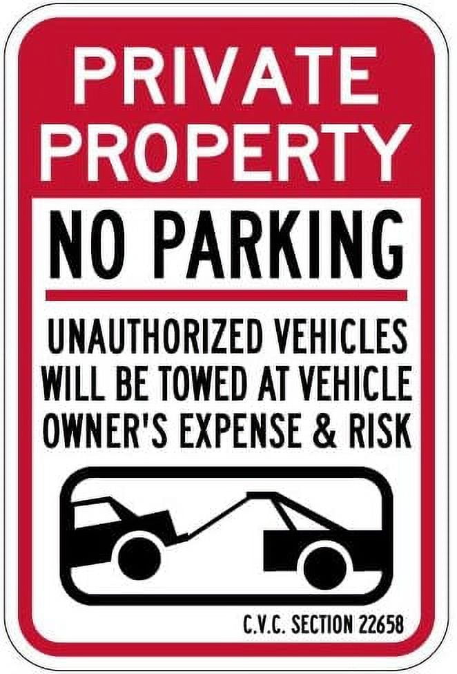 california private property no parking cvc section 22658 sign - 18x24 ...