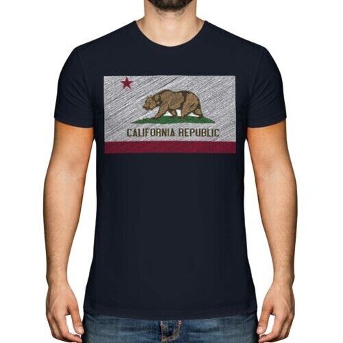 CALIFORNIA STATE SCRIBBLE FLAG MENS T-SHIRT TEE TOP GIFT CALIFORNIAN ...