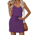 CALIPESSA Summer Short Dress for Women Tie Waist Casual Spaghetti ...