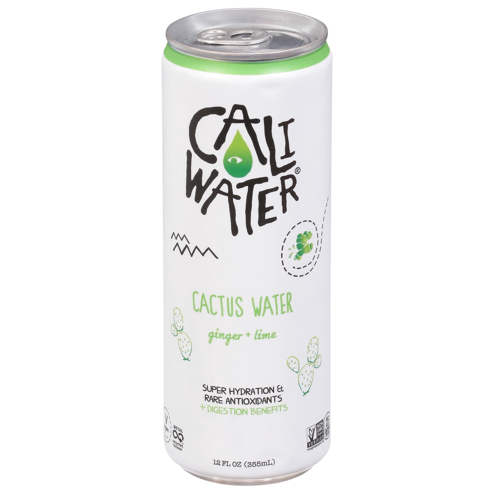 CALIWATER - Refreshing Cactus Water with Ginger Lime - 12 oz, Case of ...