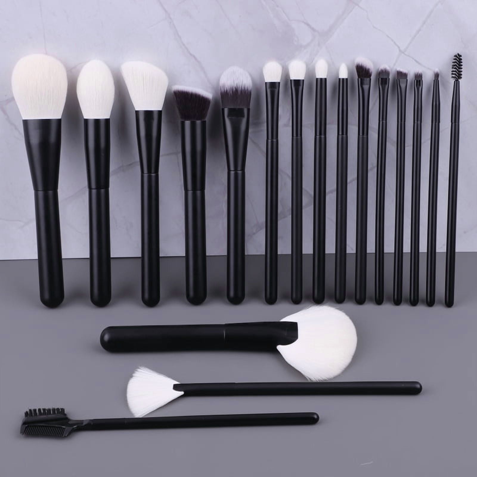 CALIYI Professional Travel Goat Hair Makeup Brushes Set, 18Pcs Kabuki ...