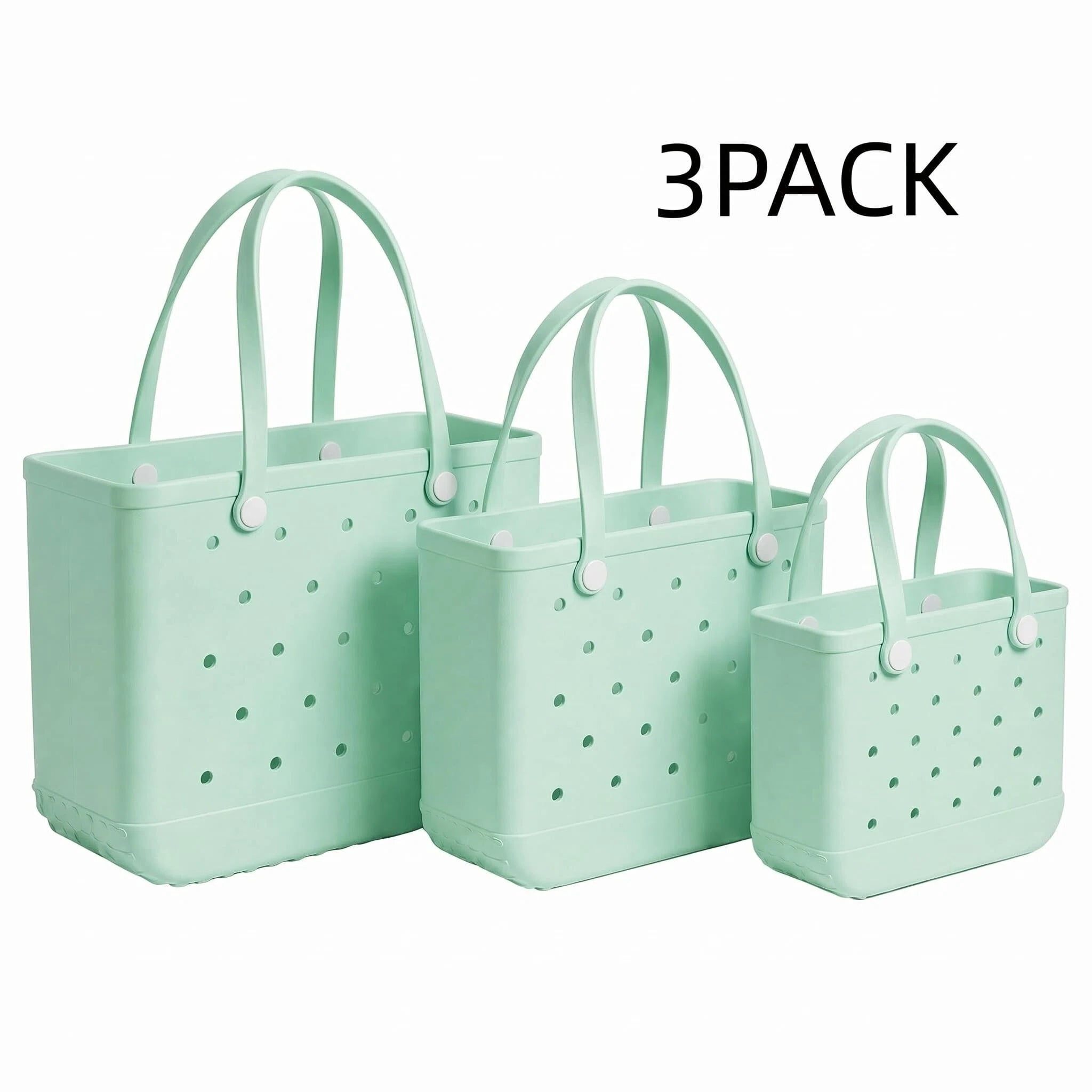 CALLINOX Women's Waterproof EVA Beach Tote Bag 3-Piece Set, Mint green ...