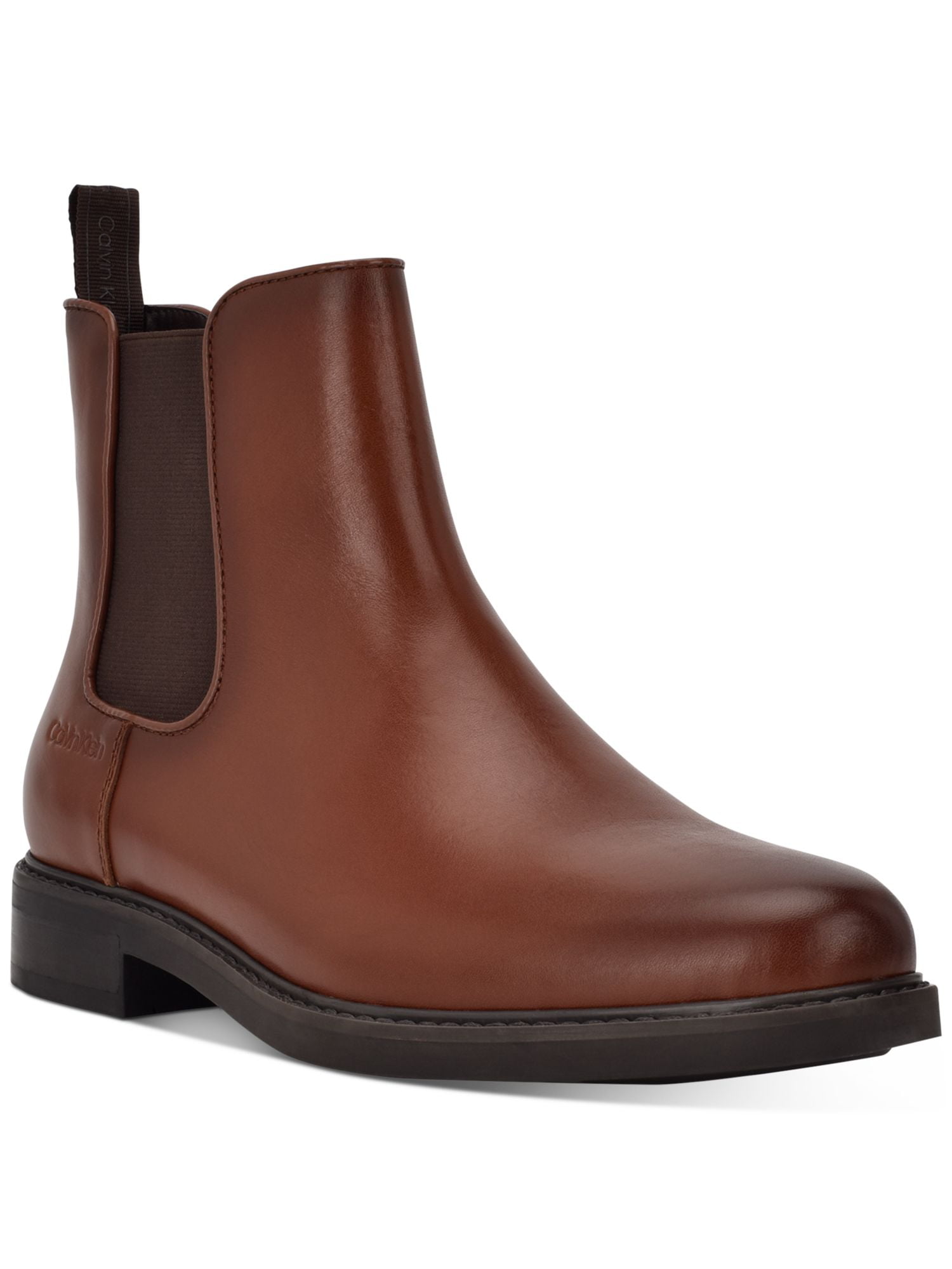 CALVIN KLEIN Mens Brown Pull Tab Goring Cushioned Fenwick Round Toe ...
