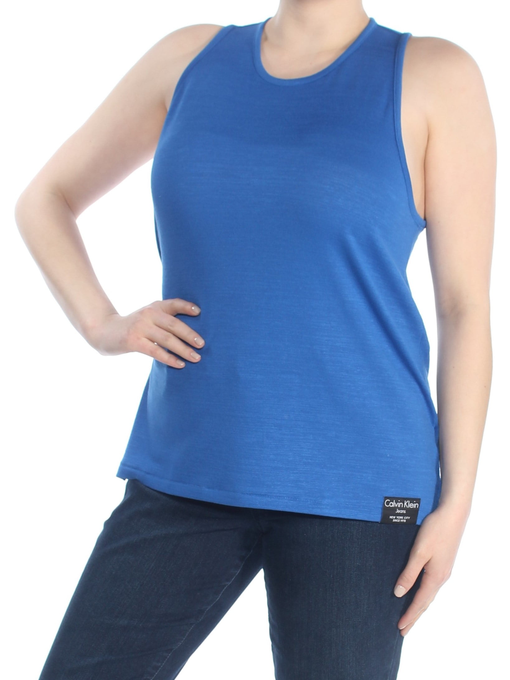 CALVIN KLEIN Womens Blue Racerback Tank Top XL - Walmart.com