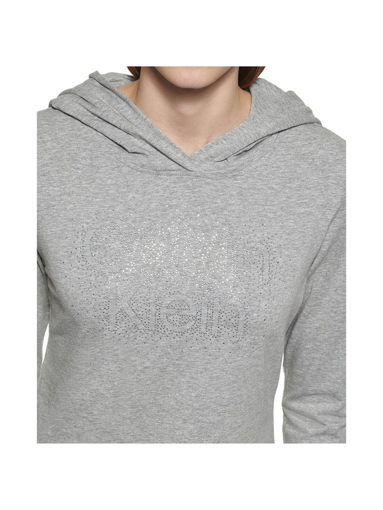 Calvin Klein Womens Gray Stretch Heather Long Sleeve Round Neck Above