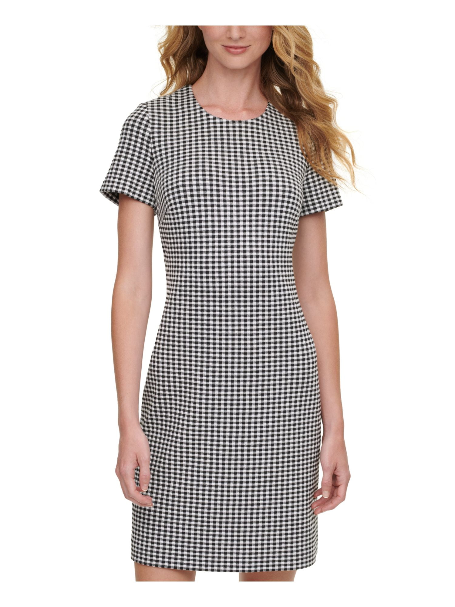 Calvin Klein Womens Gray Stretch Zippered Unlined Houndstooth Short