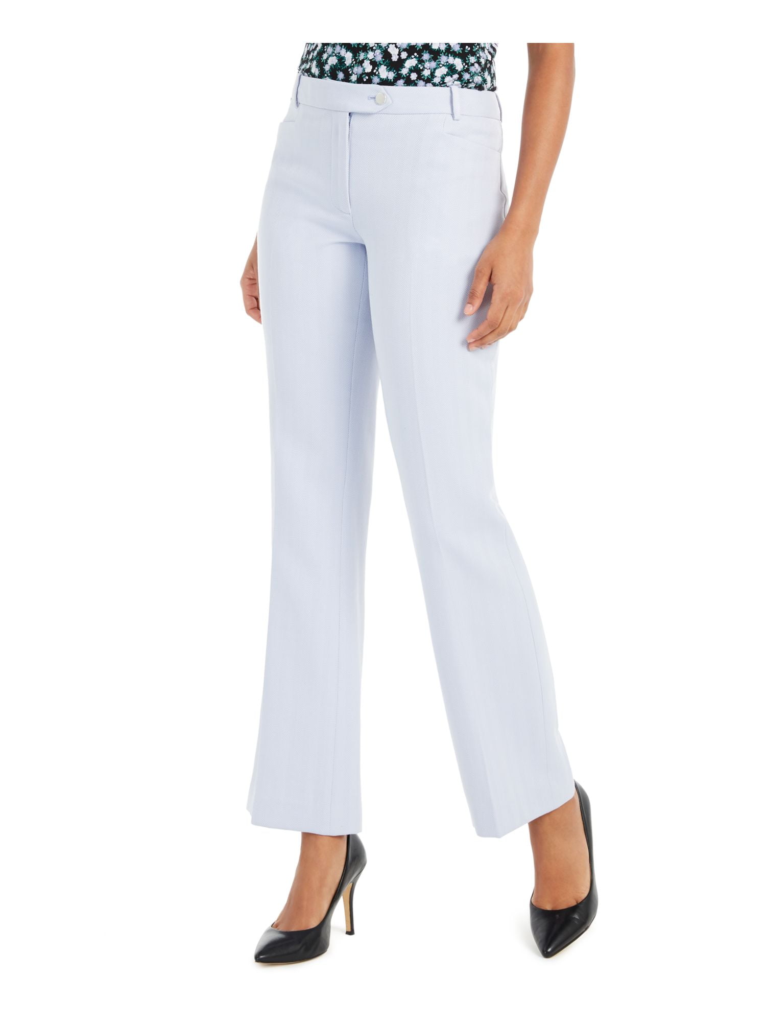 CALVIN KLEIN Womens Purple Patterned Straight leg Pants Petites Size ...