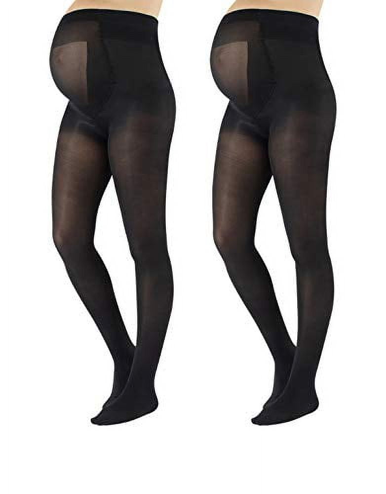 CALZITALY 2 Pairs Maternity Tights | Pregnancy Opaque Pantyhose | 40 DEN | S M L XL | Black ...