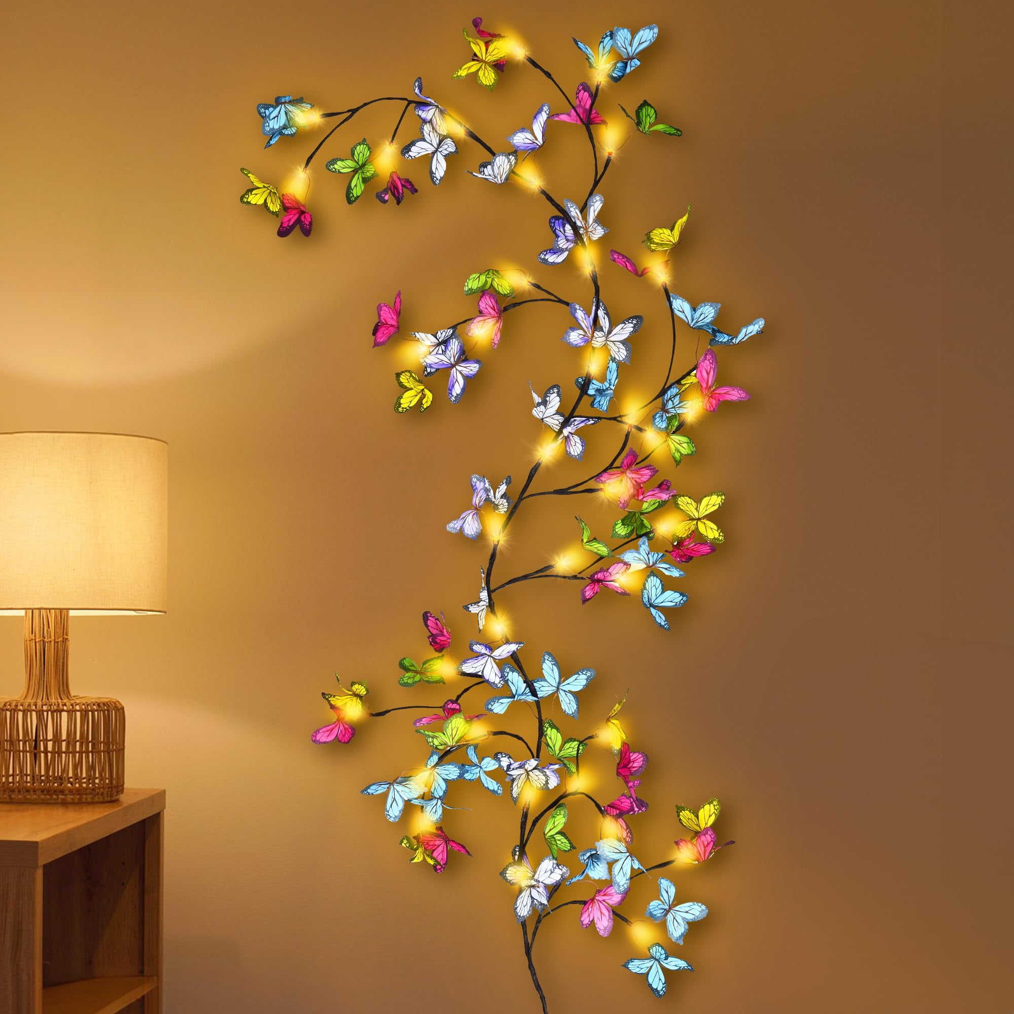CAMANTU Enchanted Willow Vine Lights with Butterfly 6FT 40 LED, Lighted ...