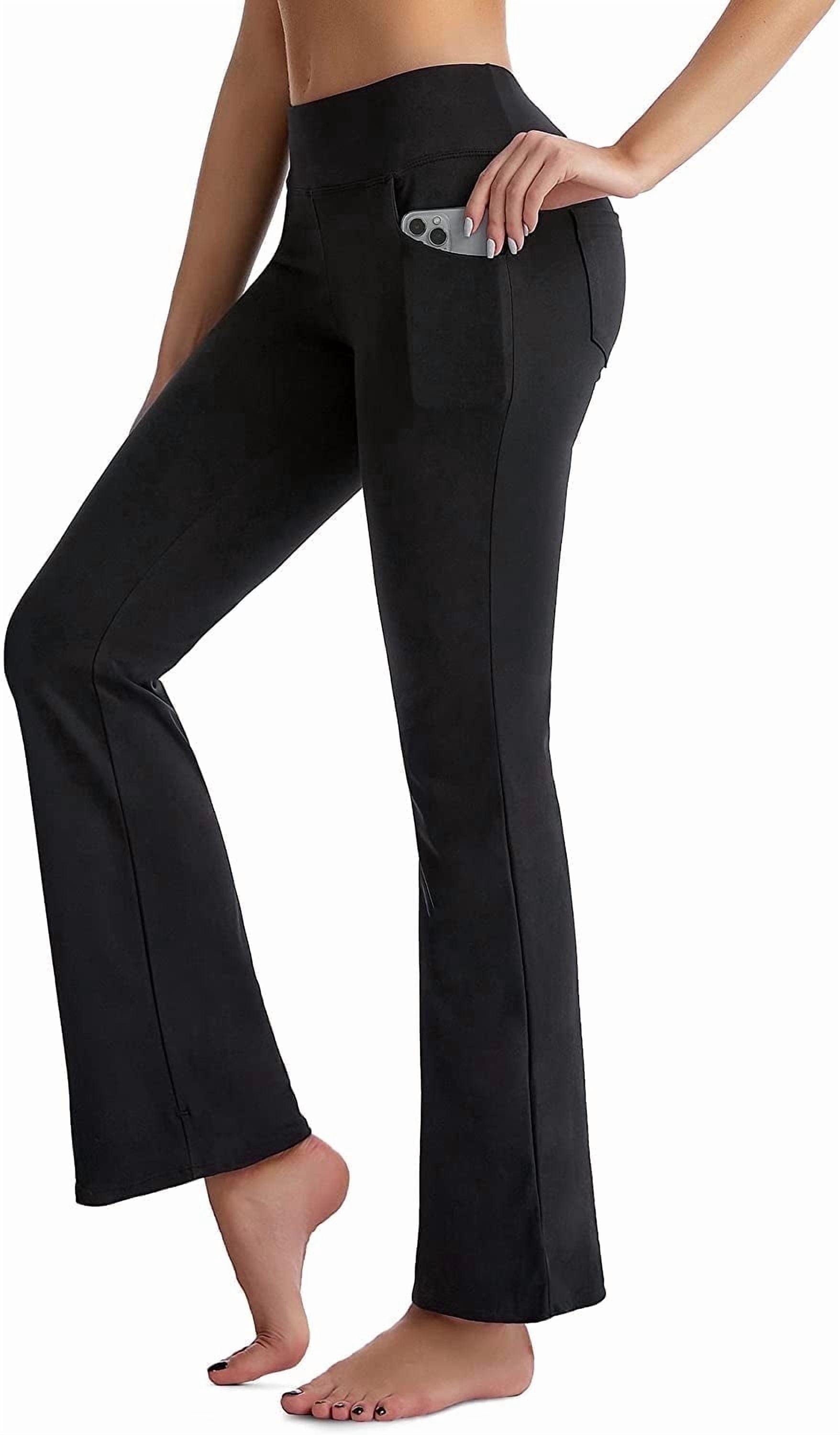 Cambivo Flare Leggings for Women with Pockets Tummy Control Yoga Pants ...