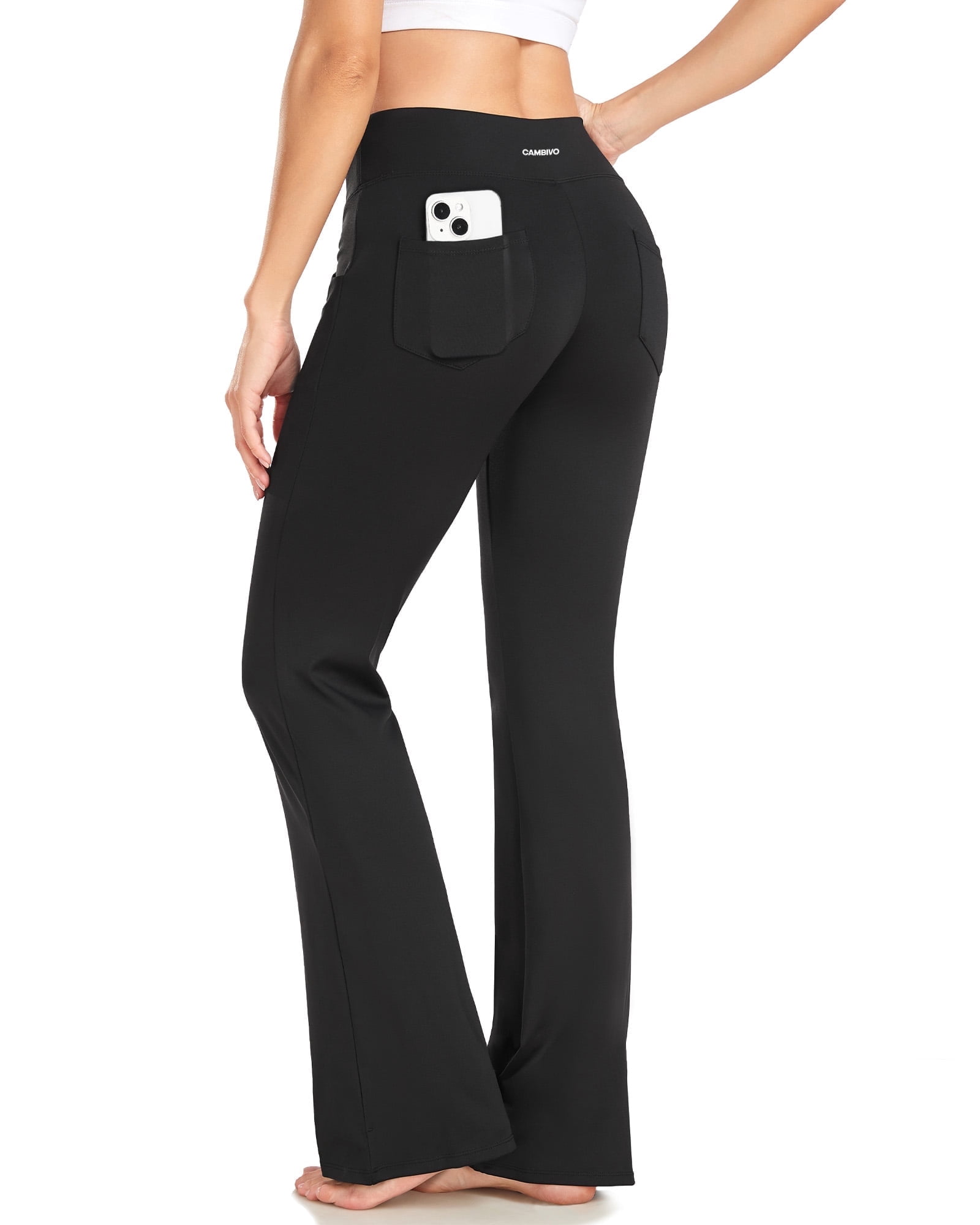 Cambivo Flare Leggings for Women, Bootcut Yoga Pants with Pockets ...