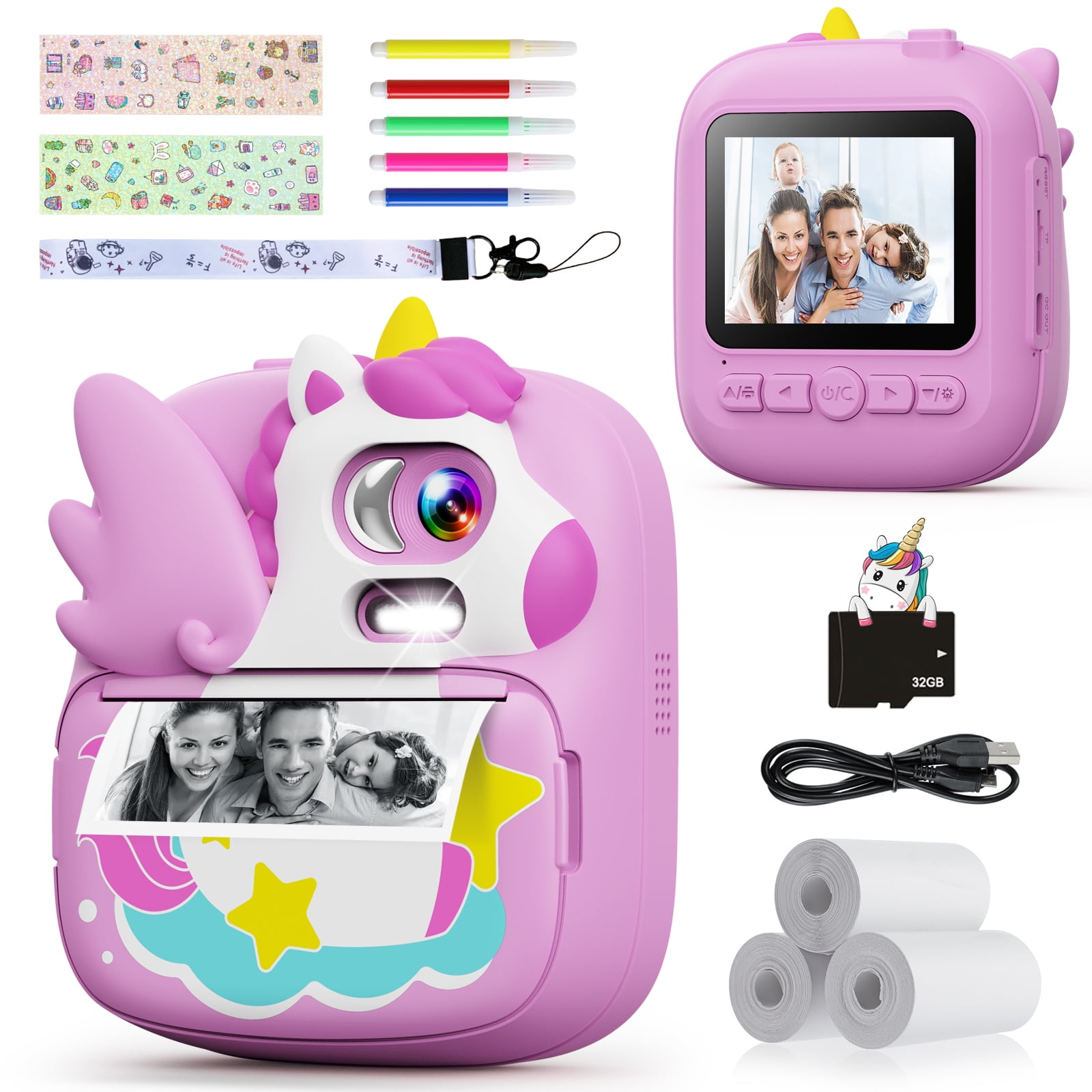CAMCLID Kids Camera Instant Print, 2.4’‘ Instant Digital Camera with ...