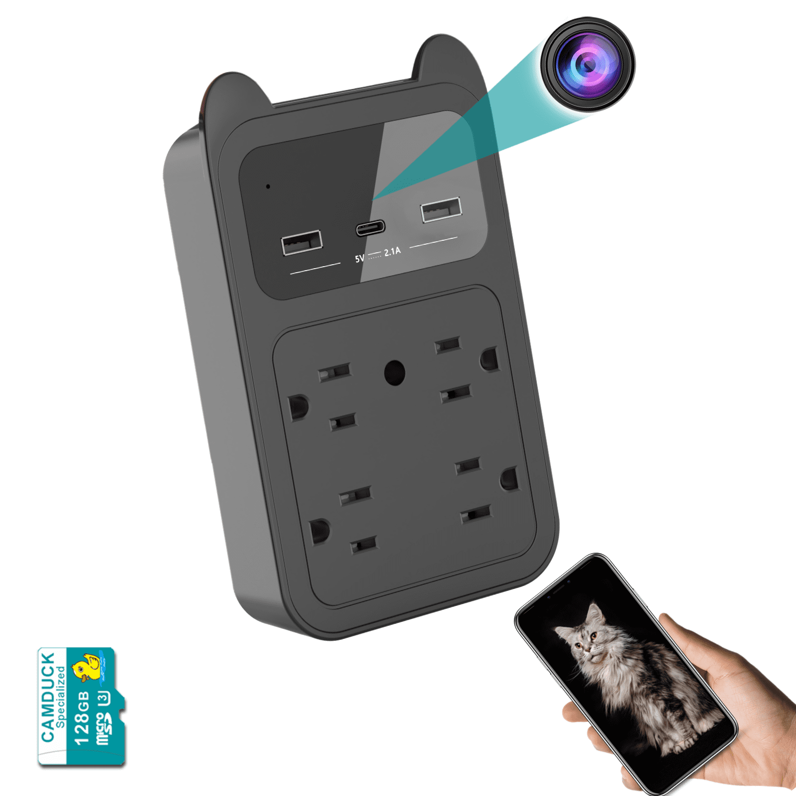 CAMDUCK Security Camera Plug FHD 4MP Motion Detection 120 Wide Angle ...