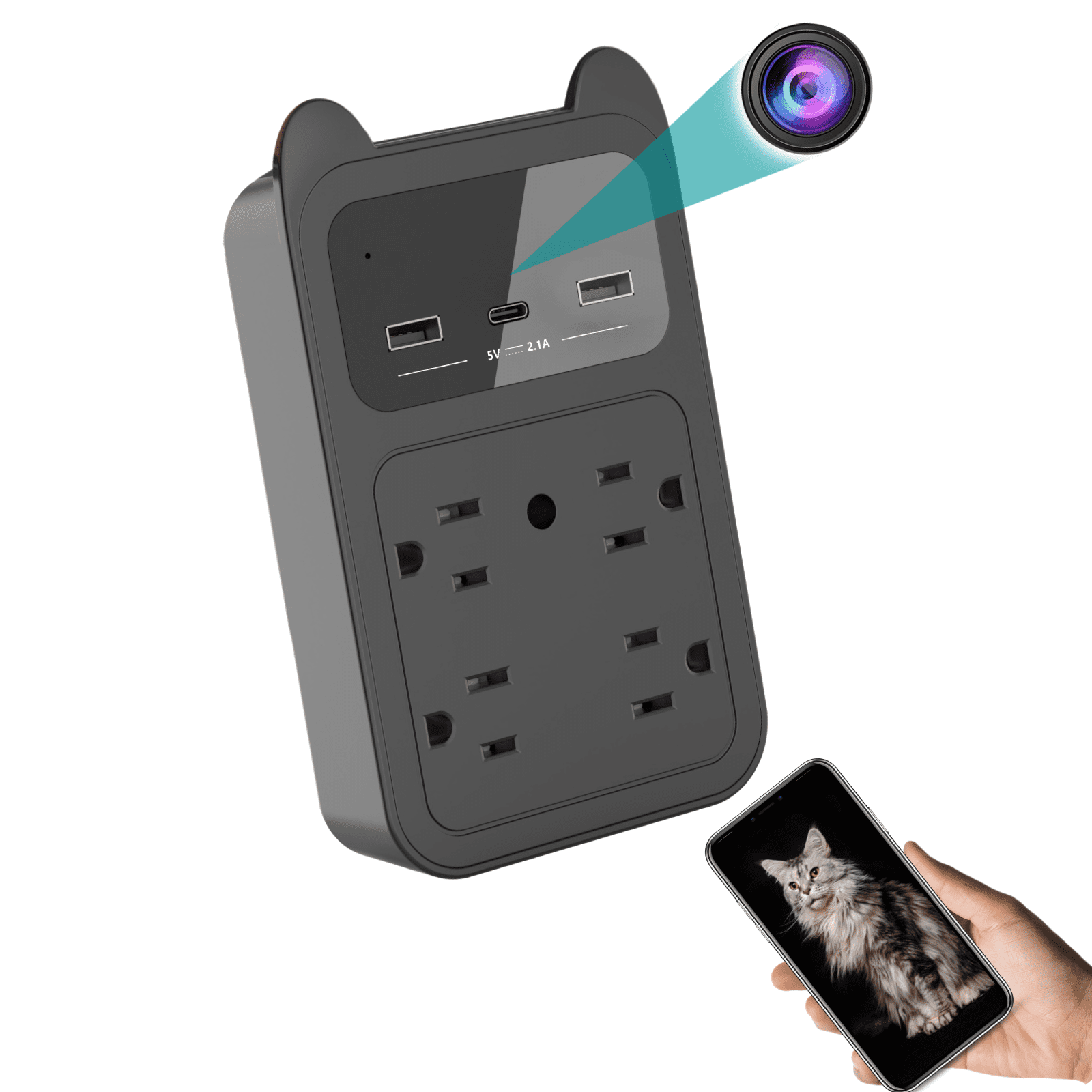 CAMDUCK Security Camera -Wall Outlet Camera-WiFi Camera Charger-4MP HD ...