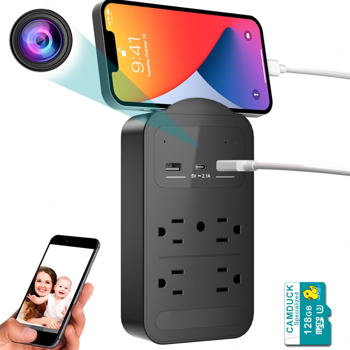 CAMDUCK Wireless-Hidden-SPY-Camera, Remote Control 4K Full HD Nanny Cam ...