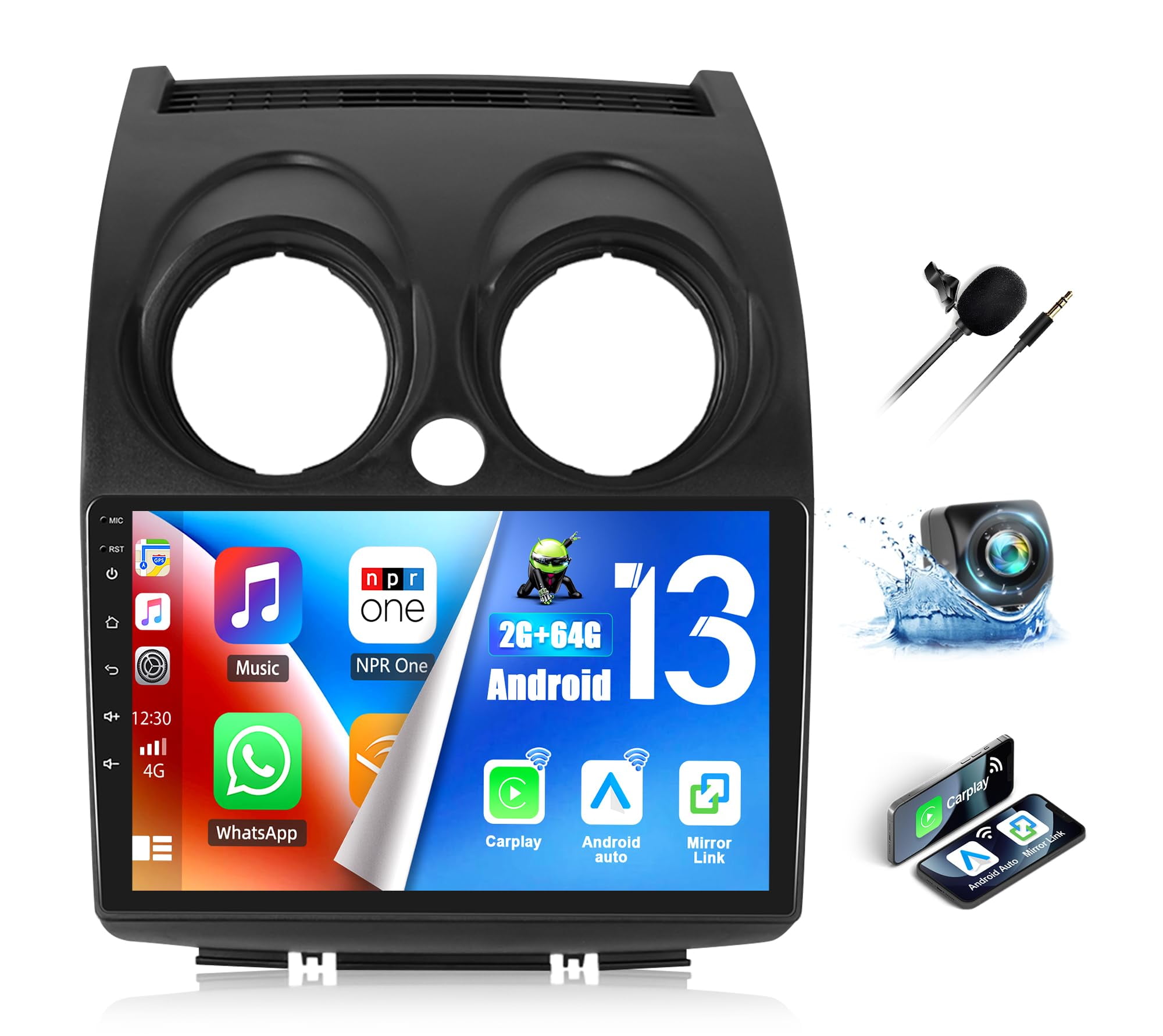 CAMECHO 2G+64G Android 13 Car Stereo for Nissan Rogue 2007-2015 9 Inch Touch Screen with ...