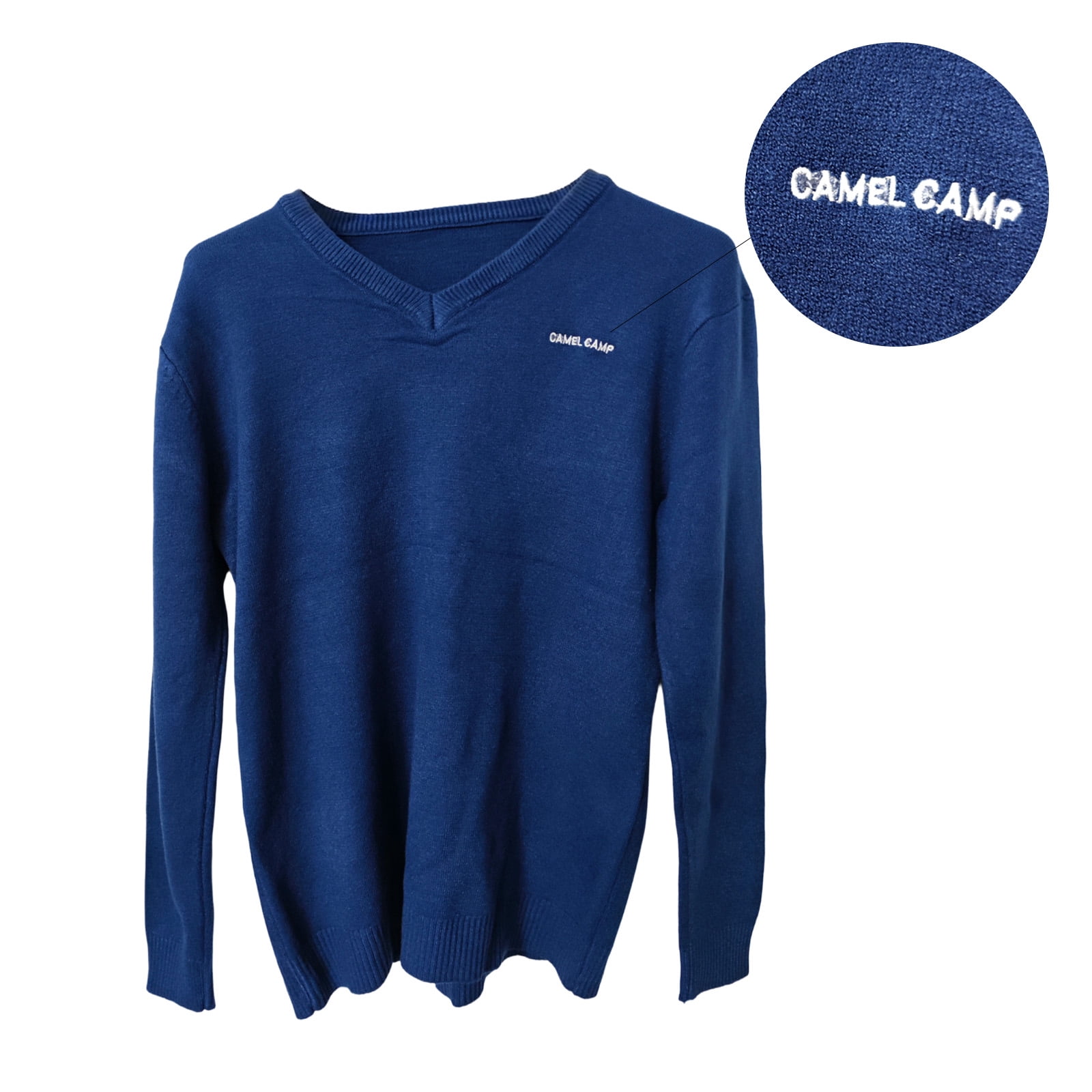 CAMEL CAMP Sweater Warm Soft Fabric Casual Sweater Blue - Walmart.com