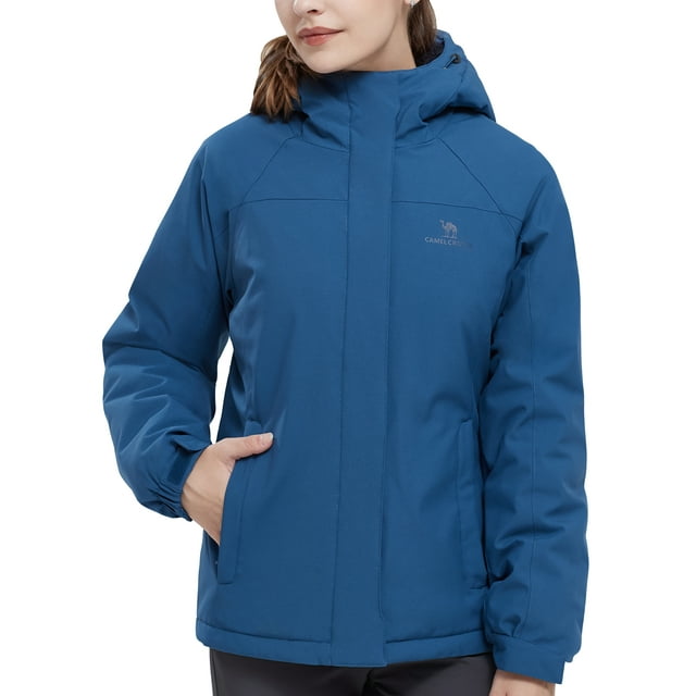 CAMEL CROWN Women's Waterproof Ski Jacket, Windproof Hooded Winter Coat ...
