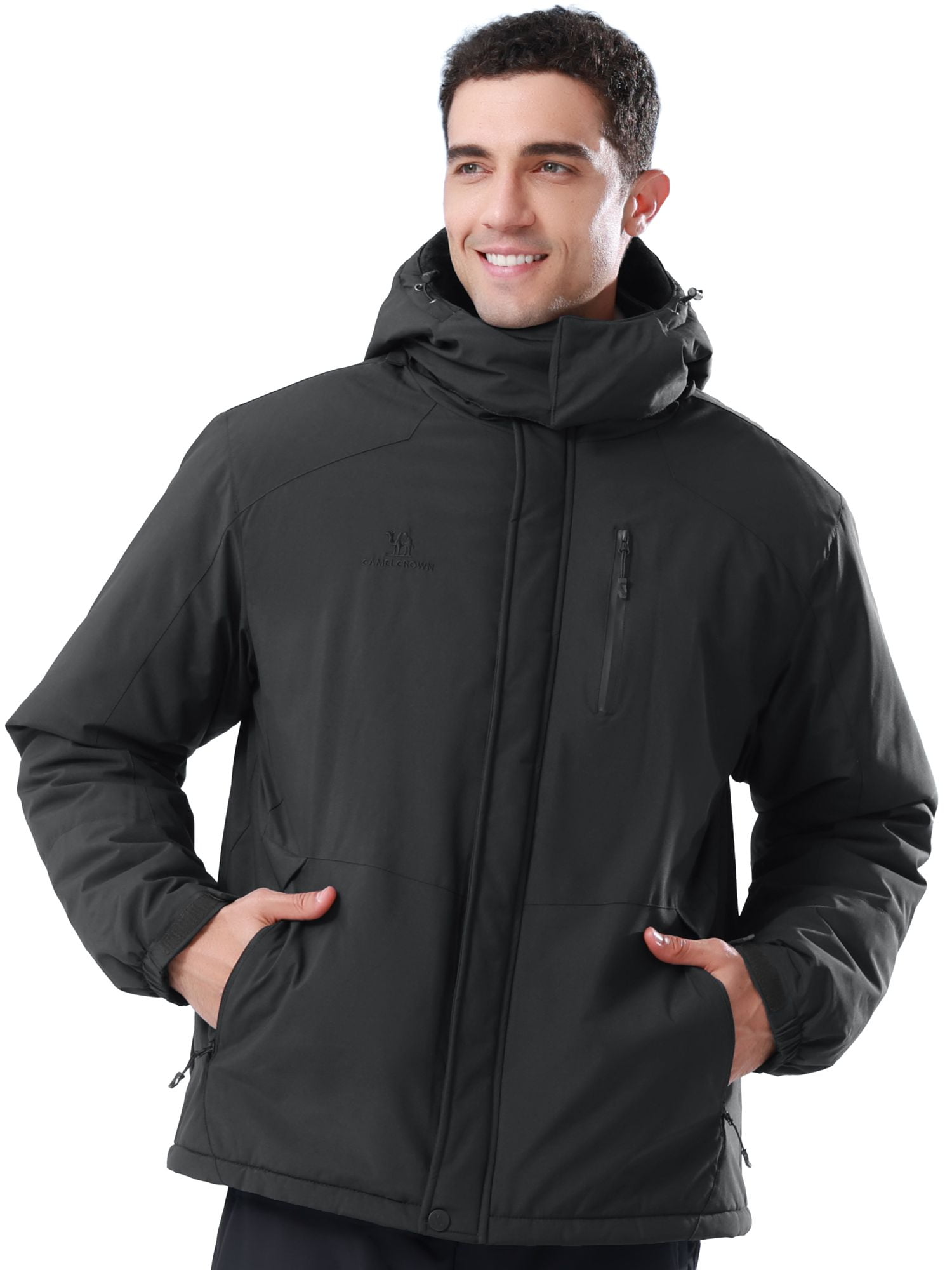 CAMEL Mens Ski Jacket Fleece Trekking Winter Coat Snow Jacket Hooded ...