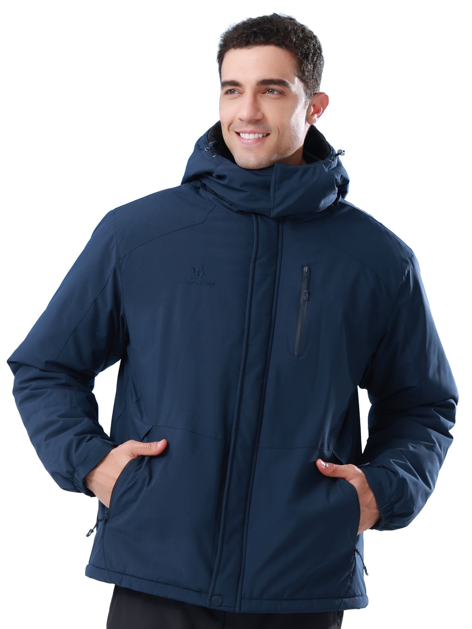 CAMEL Mens Ski Jacket Fleece Trekking Winter Coat Snow Jacket Hooded ...