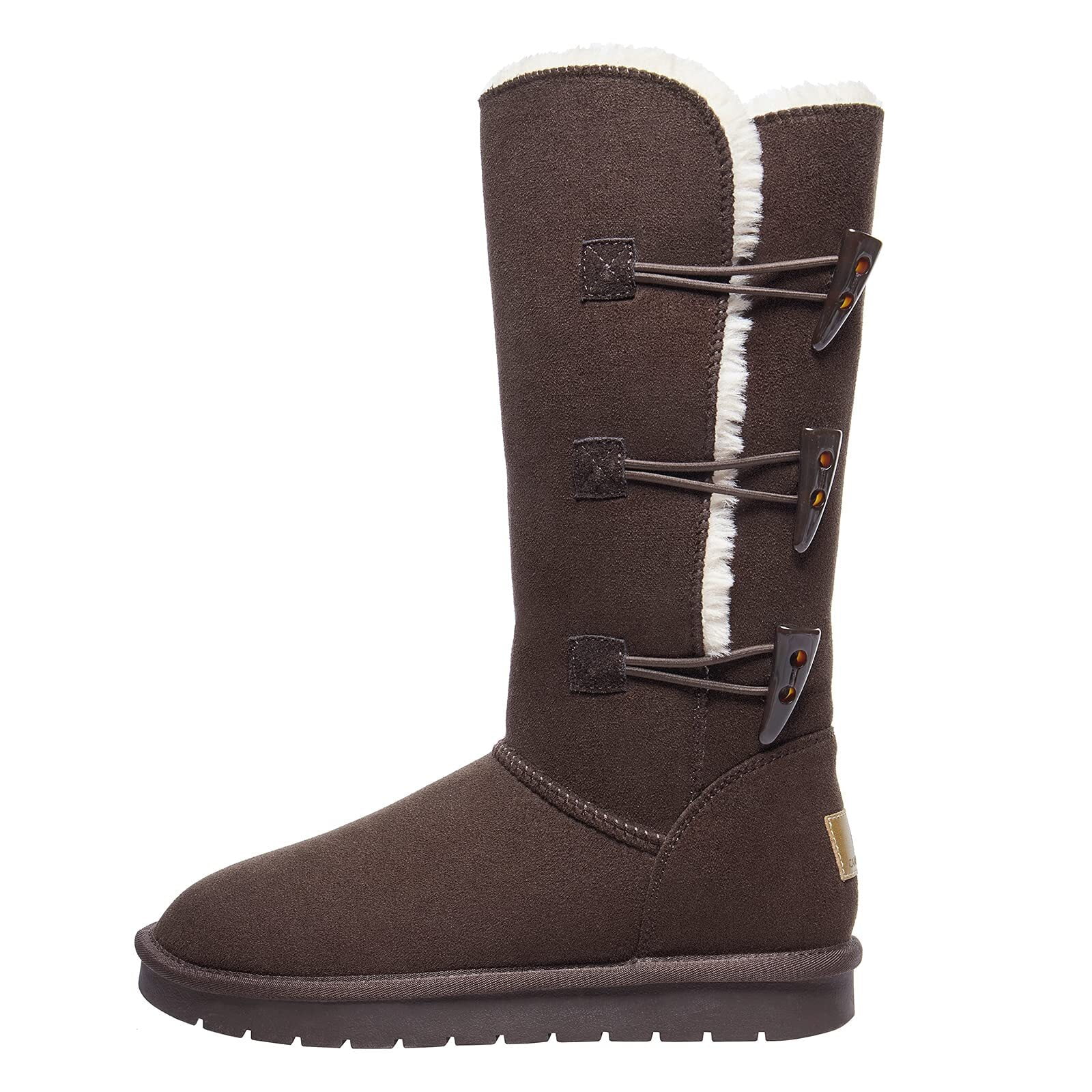 CAMEL Winter Tall Boots for Women Snow Boot Button Fashion Coffee Boots ...