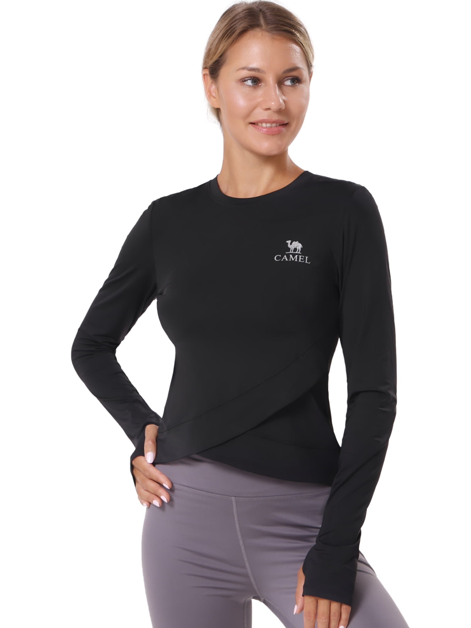 CAMEL Women's Long Sleeve Rash Guard Shirts UPF 50+ Sun Protection Quick Dry Swim T-Shirt ...