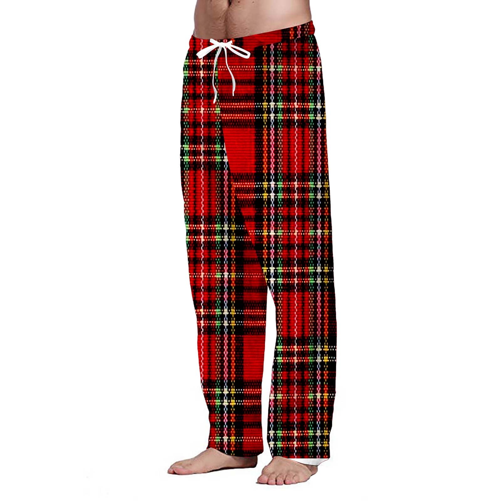 CAMERIARIO Fashion Men's Casual Plaid Loose Sports Plaid Pajama Pants ...