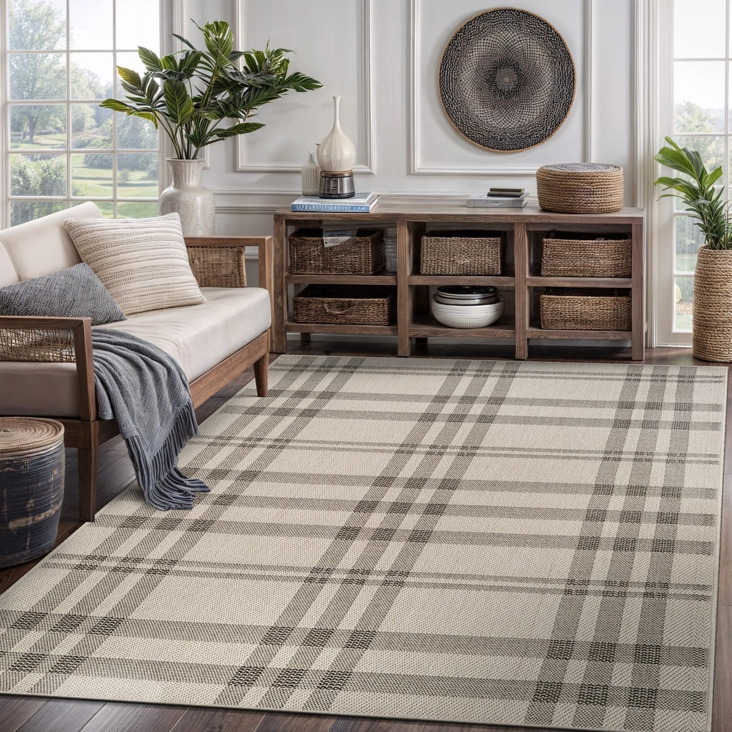 CAMILSON Box Non Shedding Easy-Cleaning Indoor Outdoor Easy Jute Rug ...