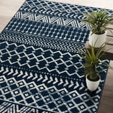 "CAMILSON Modern Geometric Contemporary Pattern Crystal Navy Blue Area ...