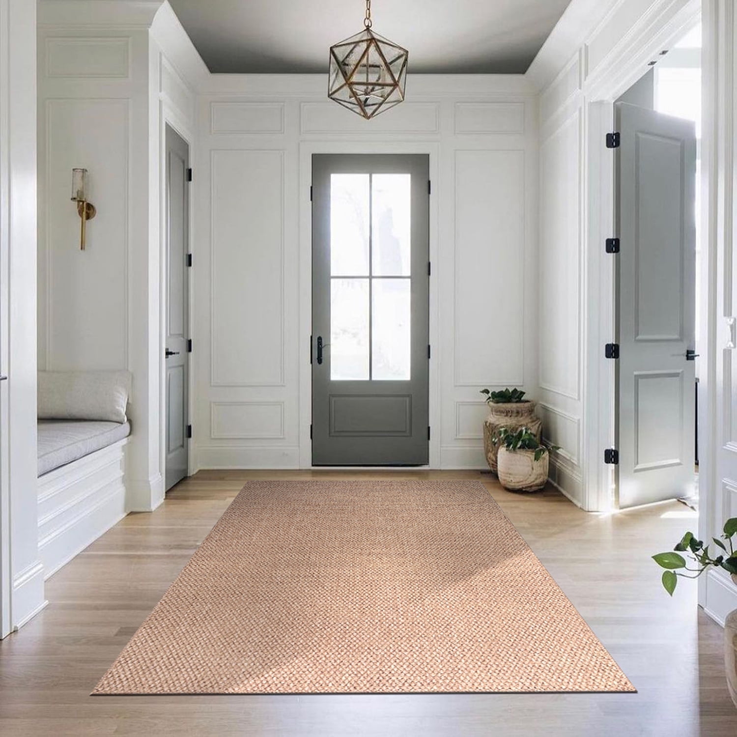 CAMILSON Solid Non Shedding Easy-Cleaning Outdoor Jute Rug Natural 8x10 ...