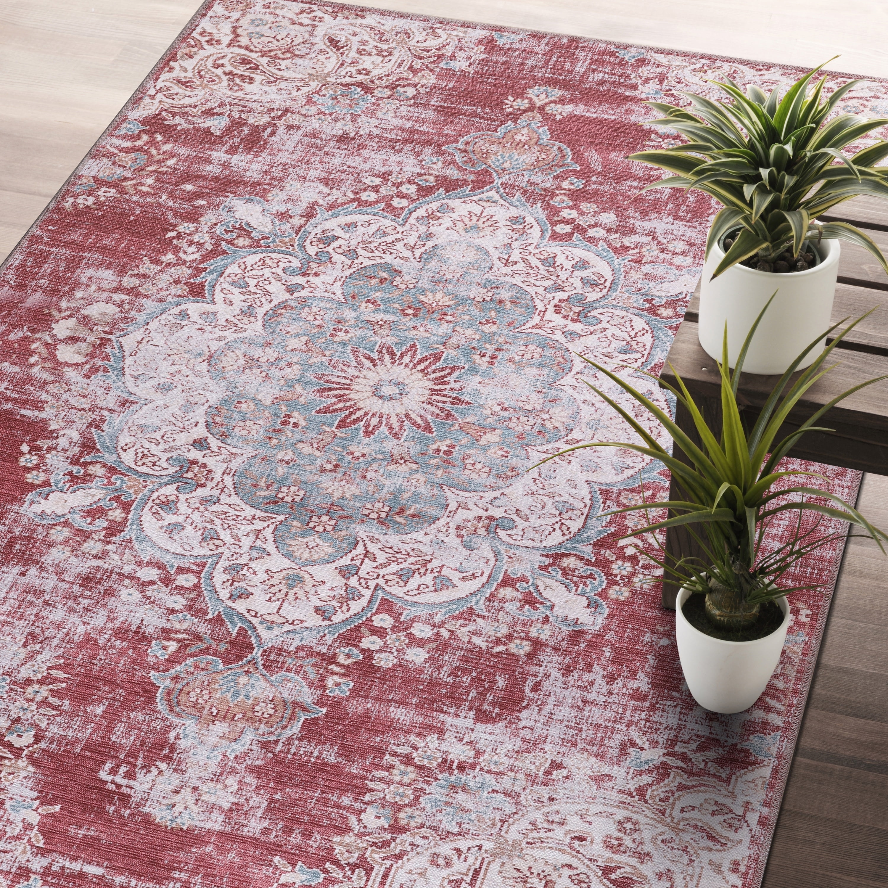 CAMILSON Machine Washable Rug, Distressed Vintage Area Rugs, Stain and ...