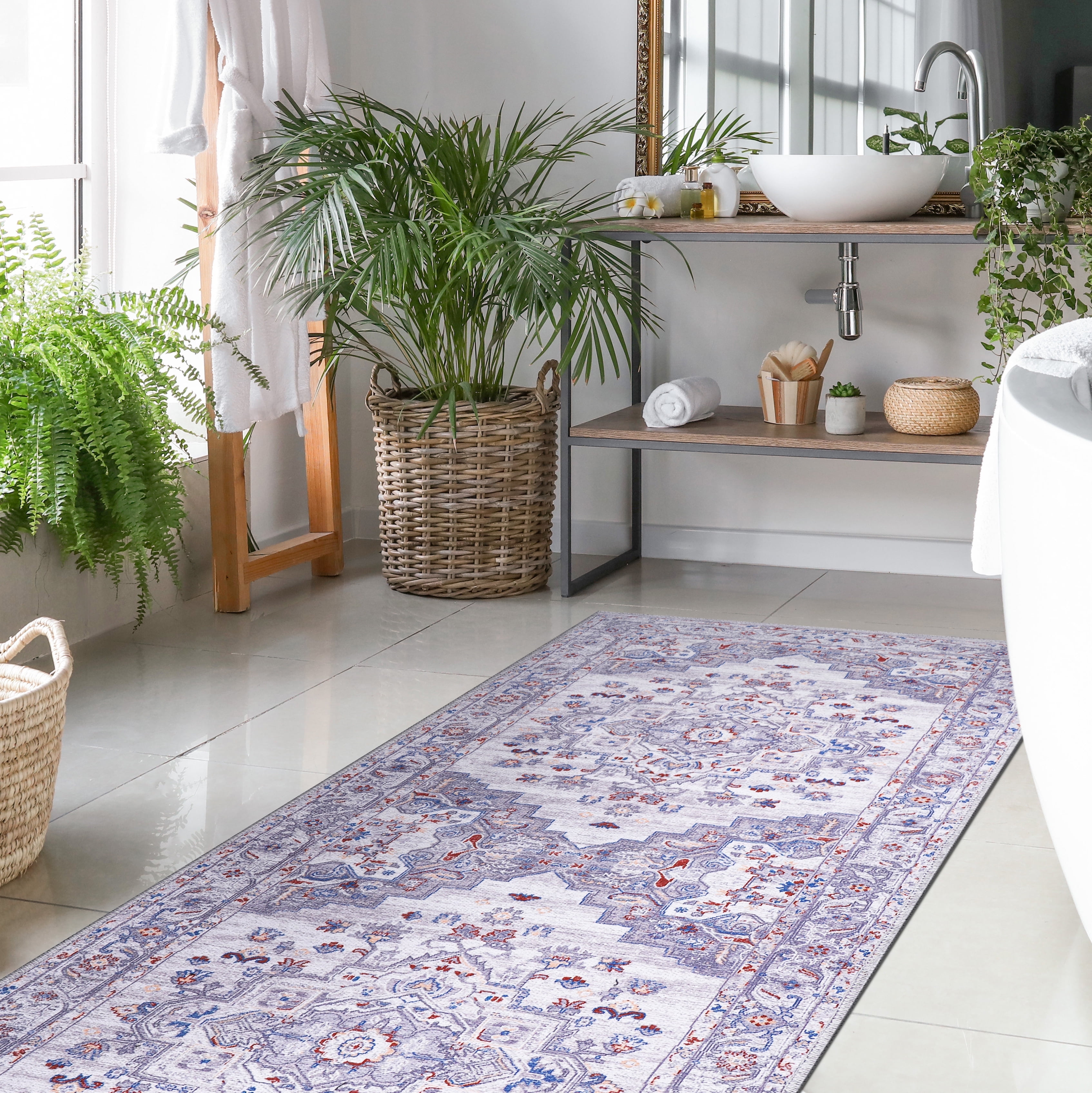 CAMILSON Machine Washable Rug Distressed Vintage Area Rugs Stain and ...