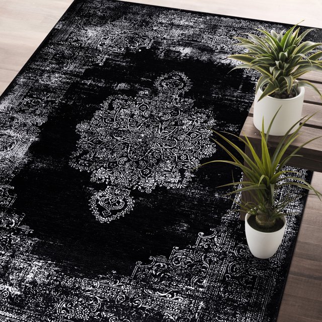 CAMILSON 8x10 Distressed Rug, Bohemian Indoor Carpet, Water/Stain ...