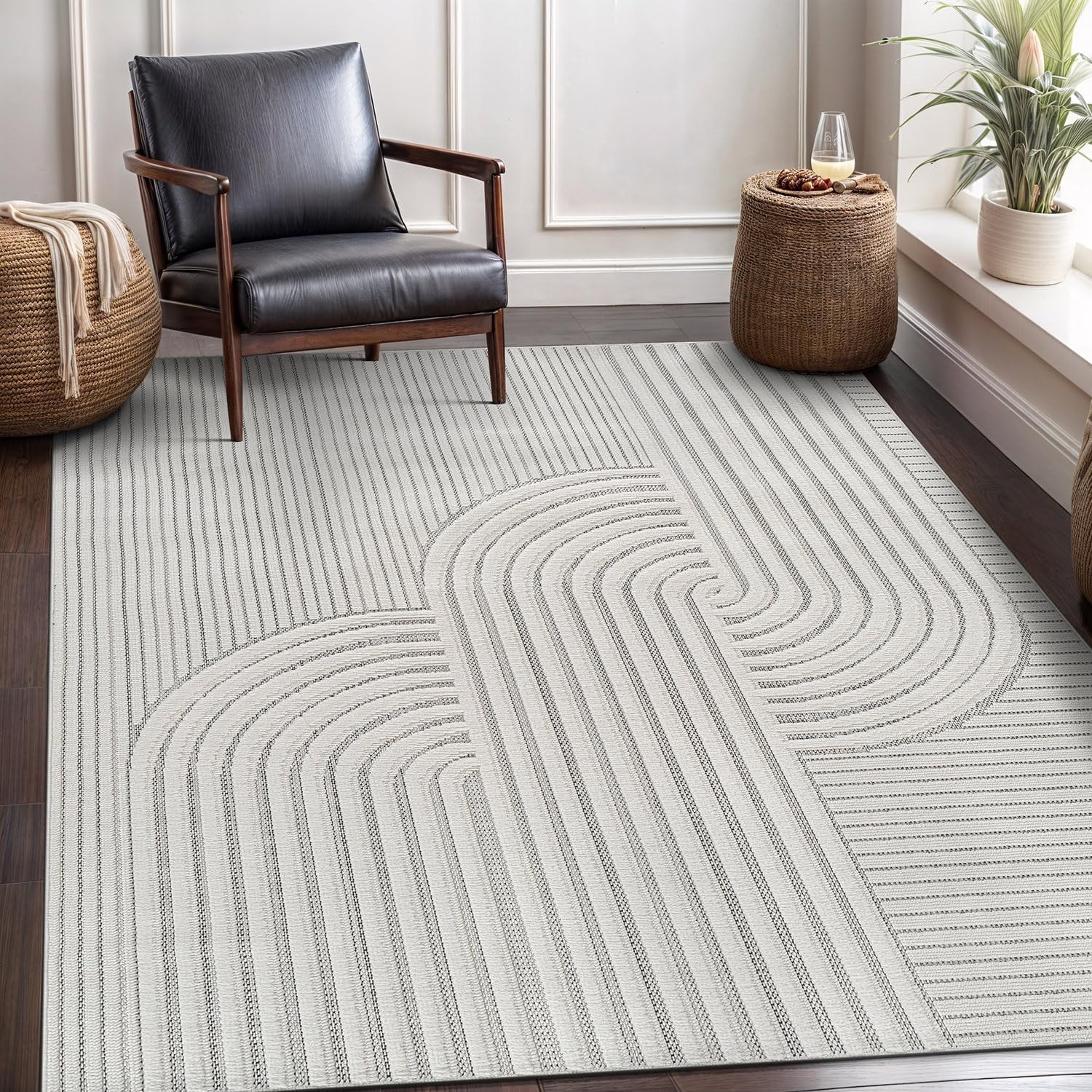 CAMILSON Micro Loop High-Low Pile Stain Resistant Indoor Area Rugs ...