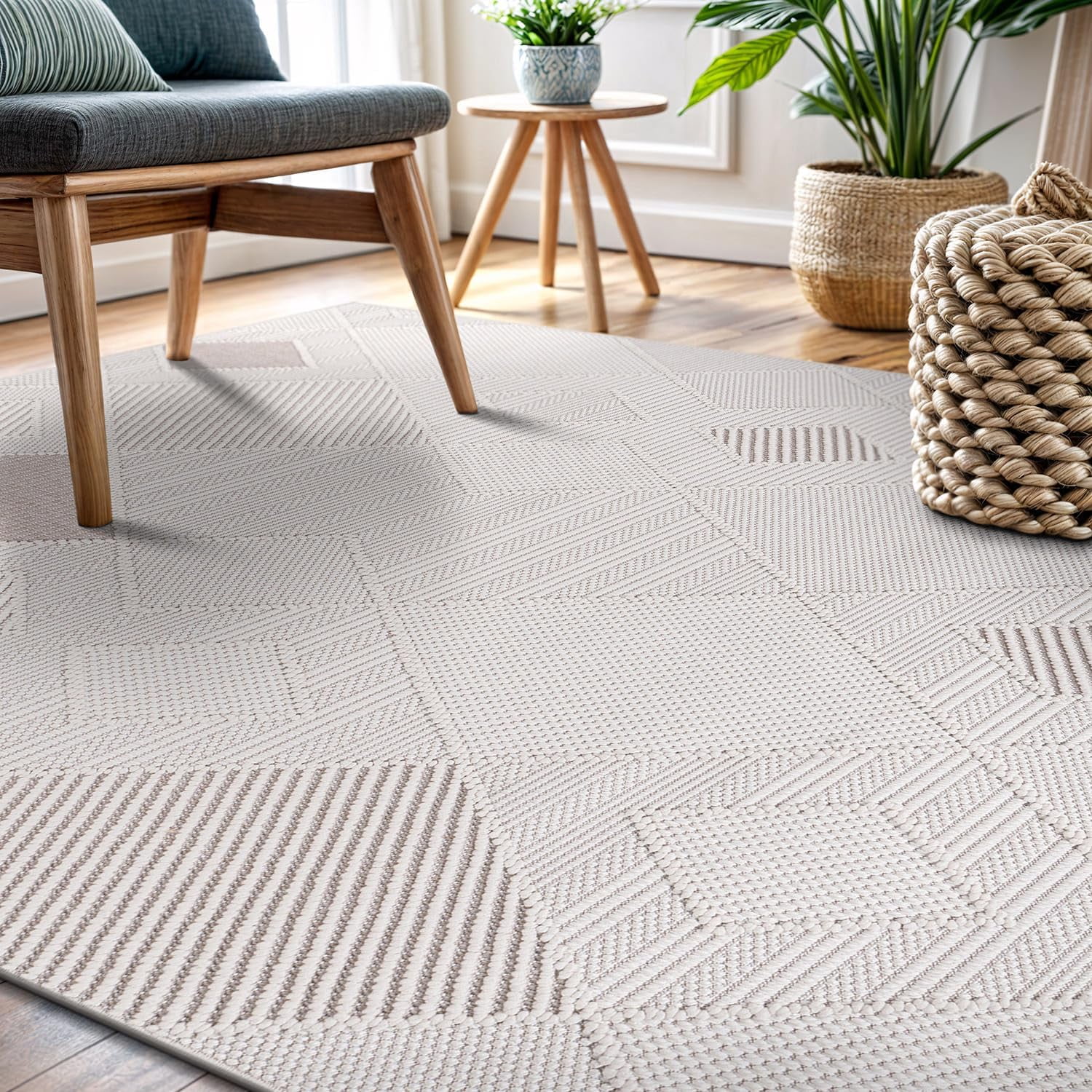 CAMILSON Modern Luxury Geometric Micro Loop Soft Stain Resistant Easy ...