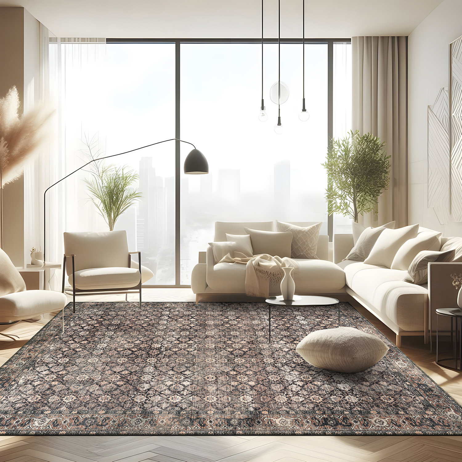 Modway Atara Distressed Vintage Persian Medallion 8x10 Area Rug in Teal ...