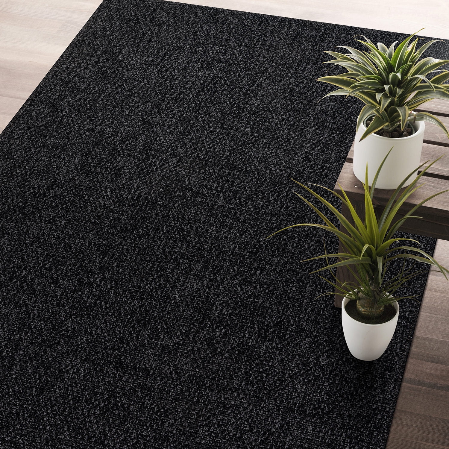 CAMILSON Solid Non Shedding Easy-Cleaning Outdoor Jute Rug Dark Gray ...