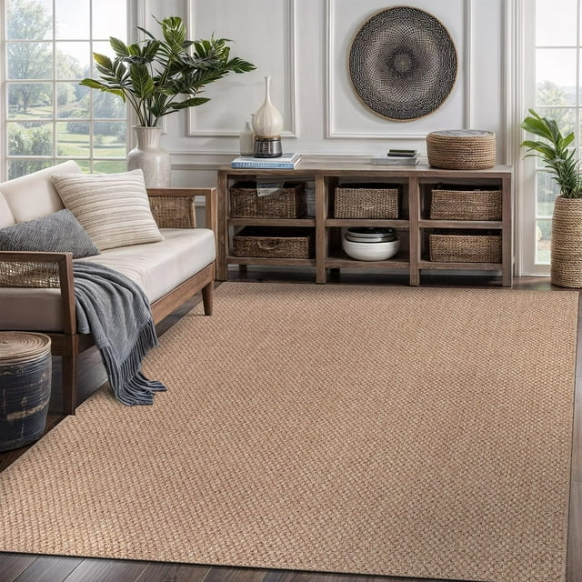 CAMILSON Solid Non-Shedding Easy-Cleaning Patio Outdoor Jute Rug ...