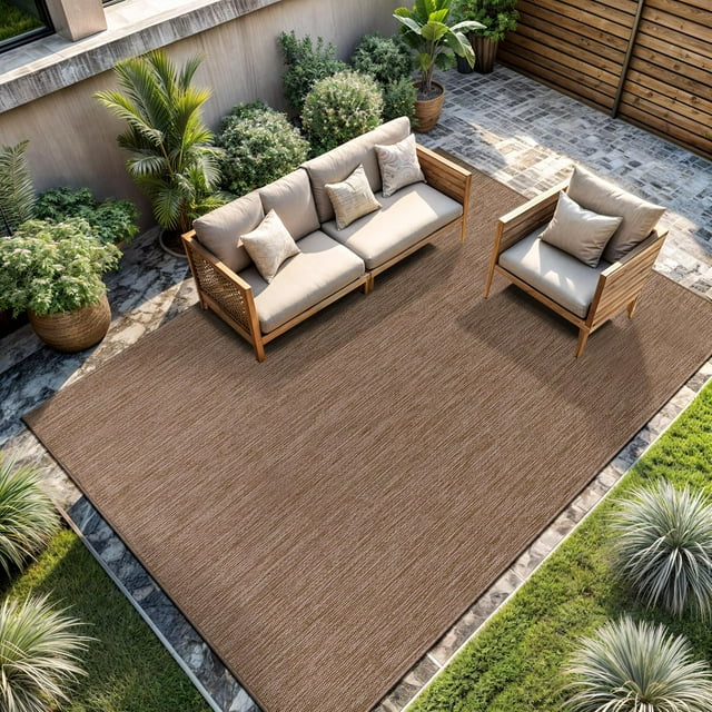 CAMILSON Solid Washable Waterproof Outdoor Indoor Area Rug Aqua 10x14 ...