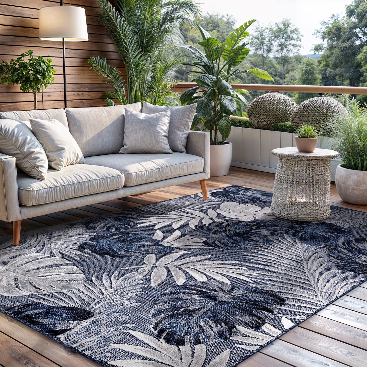 CAMILSON Modern Spring Leaf Rug, Easy-Cleaning, Non-Shedding, Washable ...