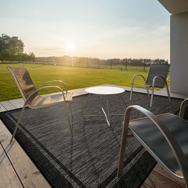 CAMILSON Solid Non Shedding Easy-Cleaning Outdoor Jute Rug Dark Gray ...
