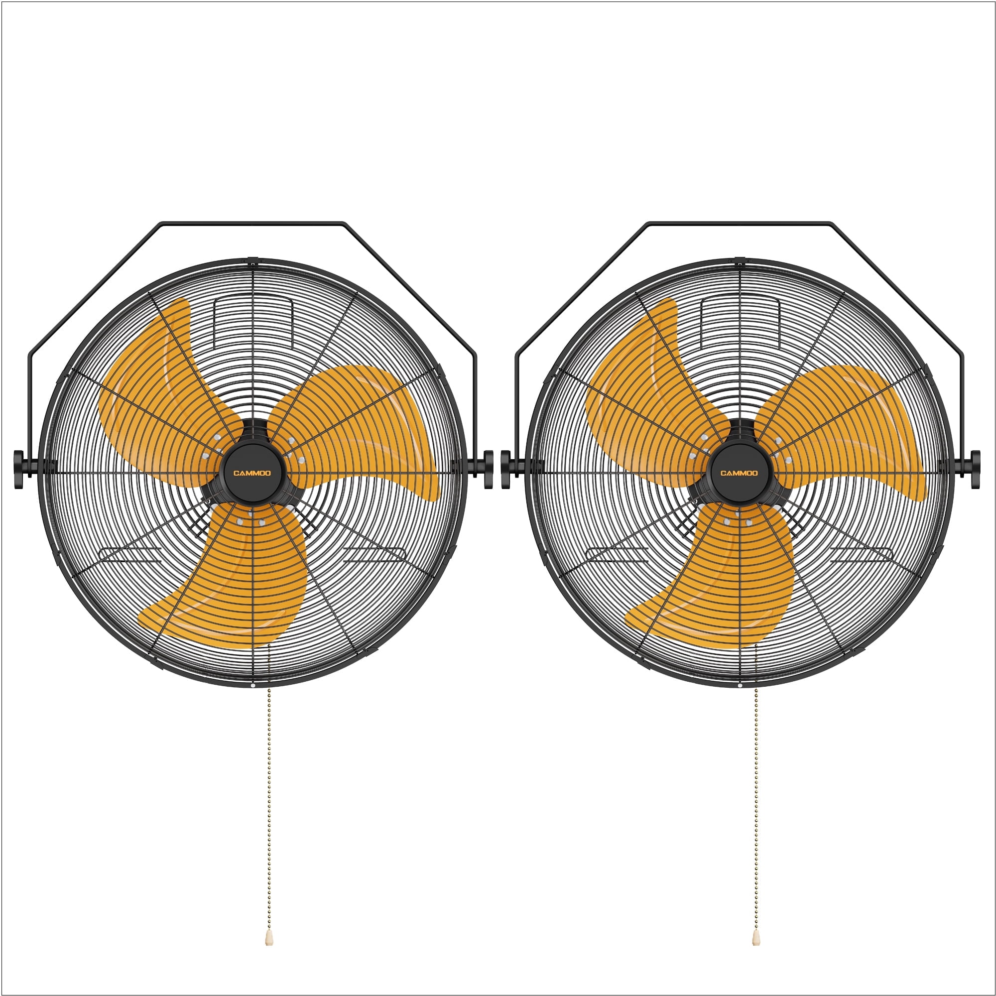 CAMMOO 2-Pack 18 Inch Wall Mount Fan, 360°Tilt Adjustment, 3-Speed IP44 ...
