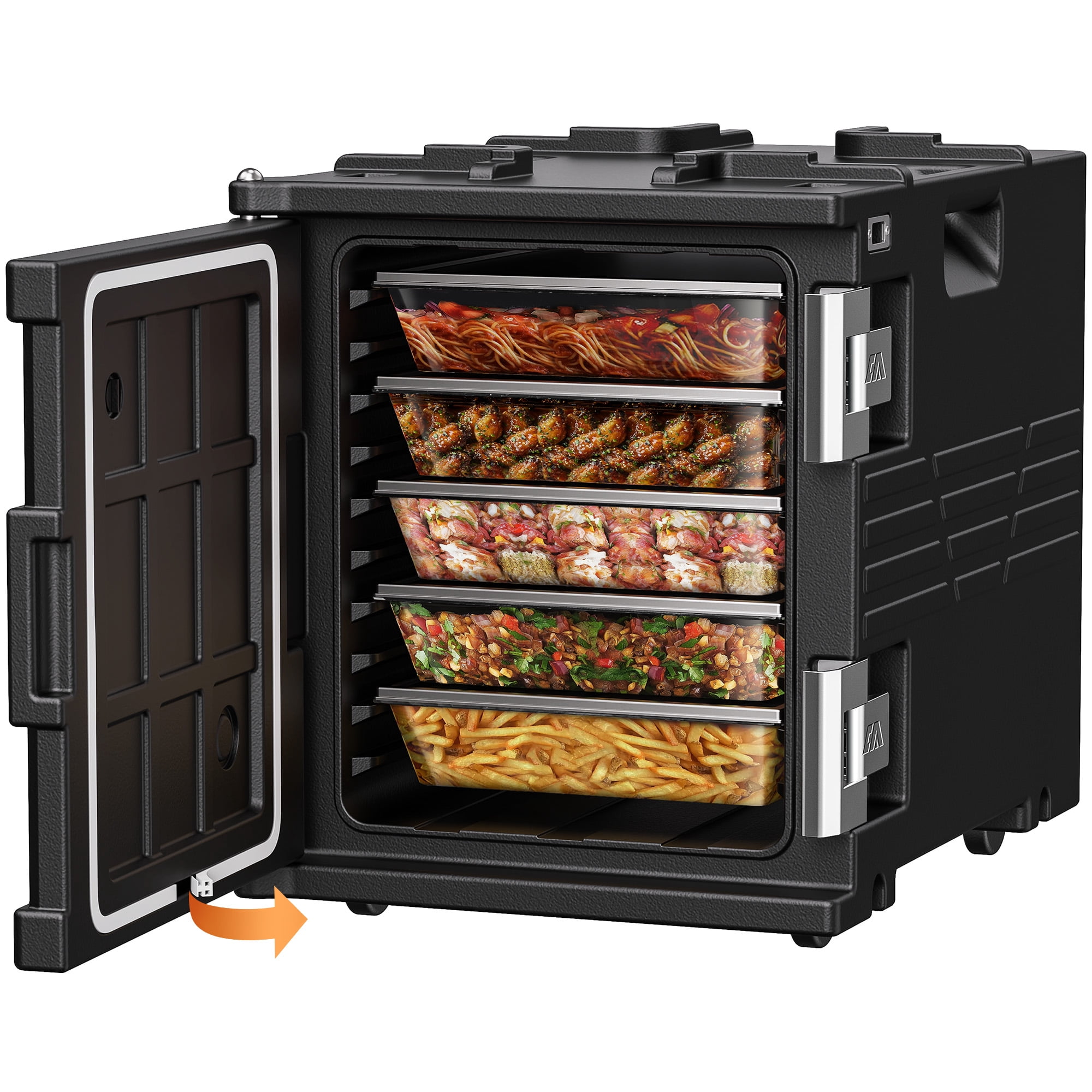 CAMMOO Black 82QT Non-Electric Hot Box Food Warmer with Wheels, 304 ...