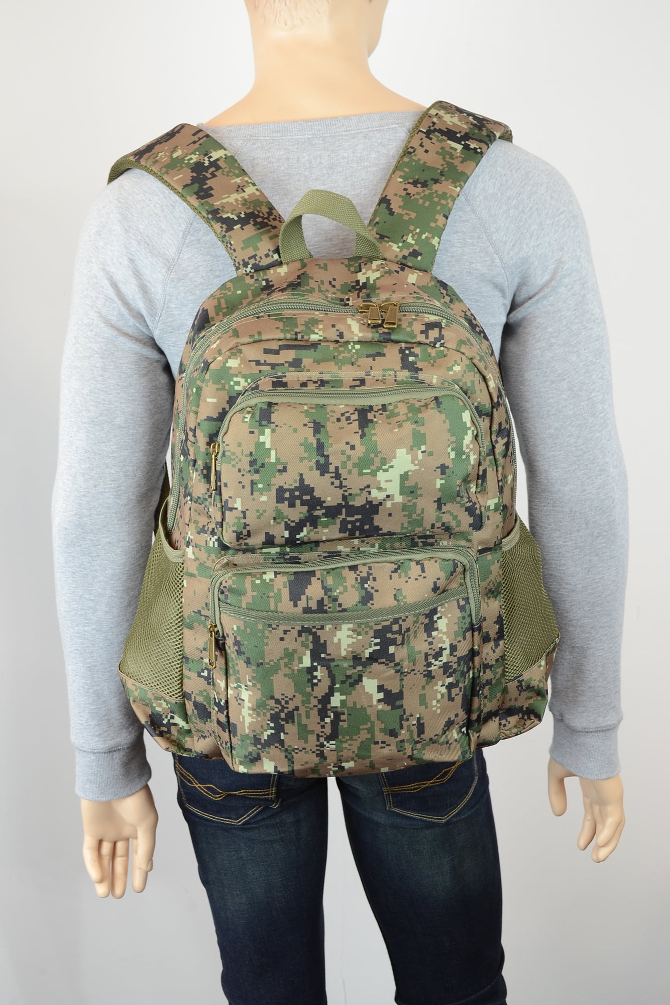 CAMO WOODLAND PRINT WATERPROOF MILITARY BACKPACK WITH 2 FRONT ZIPPER ...