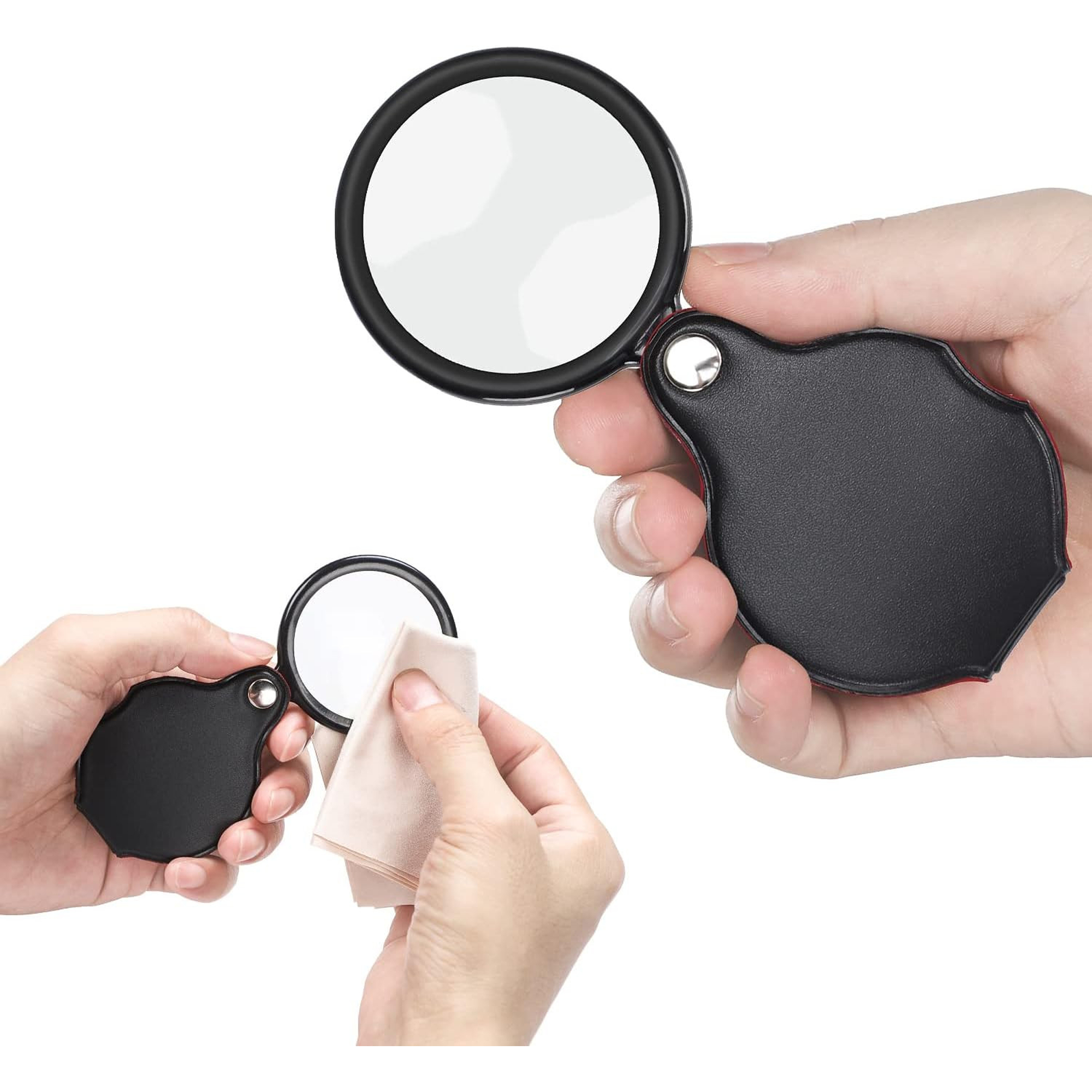 CAMOTUSE 10X Small Magnifying Glass 4 PCS Mini Pocket Magnifier Folding ...