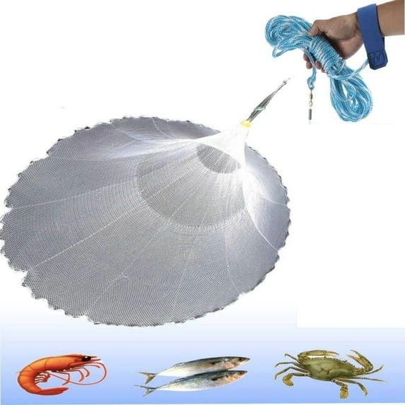 CAMOTUSE 14 FT Nylon Fishing Hand Cast Net Easy Throw Bait Shrimp 1/2 ...