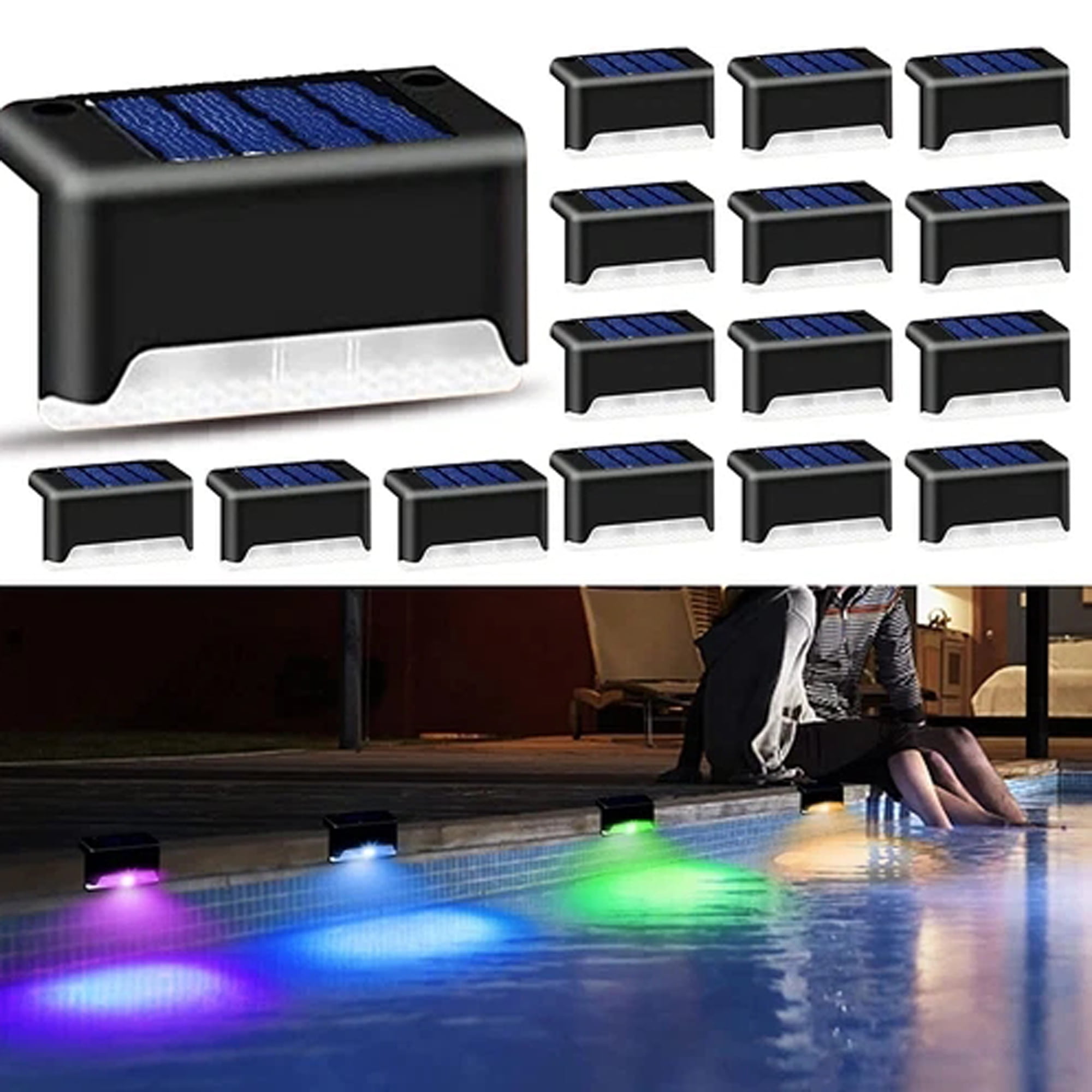 CAMOTUSE 16Pcs Solar Pool Side Lights Color Changing Deck Lights ...